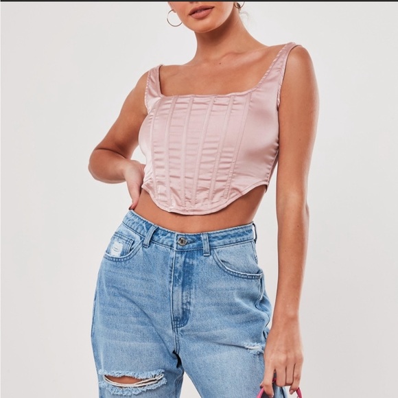 Missguided | Tops | Nwt Missguided Pink Satin Corset | Poshmark
